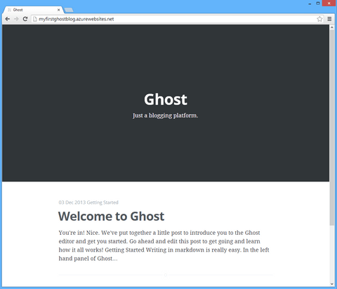 Installing Ghost from the Azure Web Site Gallery | Jeremiah Billmann